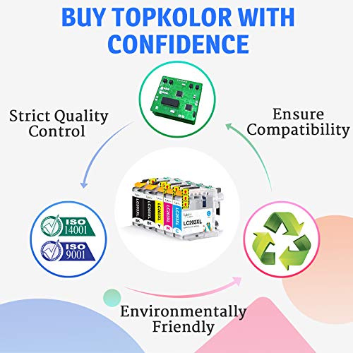 Topkolor LC203XL LC201XL Compatible Ink Cartridge Replacement for Brother LC203 LC201 XL to use with MFC-J480DW MFC-J880DW MFC-J4420DW MFC-J680DW MFC-J885DW Printers, 12Pack