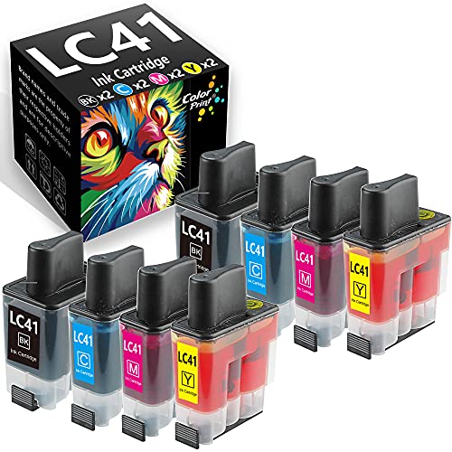 8-PackColorprint Compatible Ink Cartridge Replacement for LC41 LC-41 Work with MFC-3240C 3340CN 5440CN 5840CN Multi-Function FAX1840C 1940CN 2440C MFC-210C 420CN 620CN Printer (2BK, 2C, 2M, 2Y)