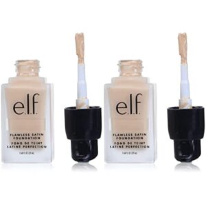 e.l.f. flawless finish foundation, lightweight & medium coverage, semi-matte finish, snow, 0.68 fl oz (20ml) (pack of 2)