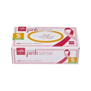 Medline Generation Pink Sense Exam Gloves, Powder-Free Nitrile, Small, Box of 250