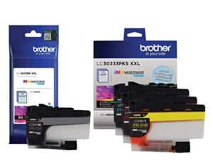 brother genuine lc3033bk, lc30333pks super high yield black/cyan/magenta/yellow ink cartridge set, lc3033