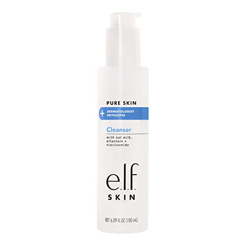 e.l.f. Pure Skin Cleanser, Non-Foaming Creamy & Gentle Daily Face Wash, Removes Dirt, Oil & Impurities Without Irritation, 6 Oz