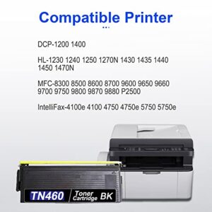 ALUMUINK Super High Yield Compatible TN460 2PK Replacement for Brother DCP-1200 1400 HL-1230 1250 1270N 1430 1435 1240 1440 1450 IntelliFax-4100 4100e Toner Cartridge Printer (Black, 6,800 Pages)