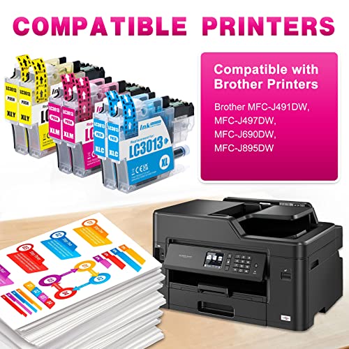 INNERTECK Replacement Ink Cartridges Compatible for Brother LC3013 XL 3013 High Page Work with Brother MFC-J491DW MFC-J497DW MFC-J690DW MFC-J895DW Printer (6 Pack, 2 Cyan,2 Magenta,2 Yellow)