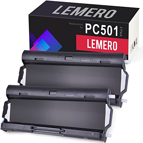 LEMERO 2 Pack PC501 Compatible with Brother PC-501 PC 501 PPF Print Fax Cartridge for Brother Fax 575 FAX-575 Printers