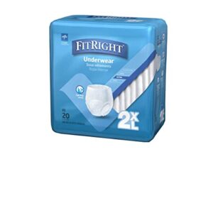 FitRight Adult Incontinence Underwear, Heavy Absorbency, XX-Large, 68-80 (20 Count)