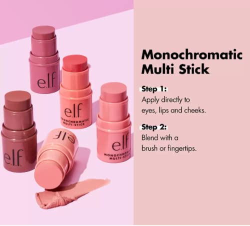 e.l.f. Monochromatic Multi Stick, Luxuriously Creamy & Blendable Color, For Eyes, Lips & Cheeks, Luminous Berry, 0.155 Oz (4.4g) (Pack of 2)