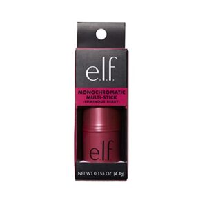 e.l.f. Monochromatic Multi Stick, Luxuriously Creamy & Blendable Color, For Eyes, Lips & Cheeks, Luminous Berry, 0.155 Oz (4.4g) (Pack of 2)