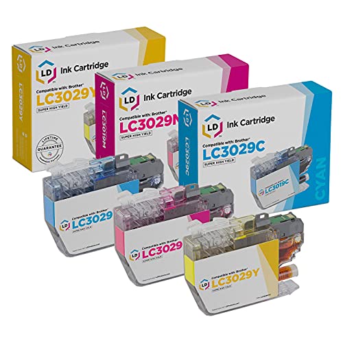 LD Compatible Ink Cartridge Replacement for Brother LC3029 Super High Yield (Cyan, Magenta, Yellow, 3-Pack)