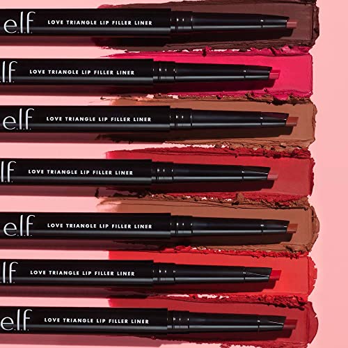 e.l.f. Love Triangle Lip Filler Liner, 2-in-1 Lip Liner Pencil For Sculpting & Filling, Long-Lasting Intense Color, Plum