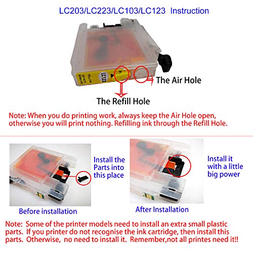 F-INK Empty Refillable Ink Cartridge Replacement For Brother LC103 LC105,Work With MFC-J4510DW J450DW J285DW J470DW J475DW J650DW J870DW J875DW J4610DW J4310DW J4410DW J4710DW J6520DW J6720DW Printer