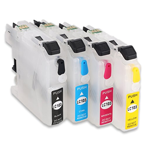 F-INK Empty Refillable Ink Cartridge Replacement For Brother LC103 LC105,Work With MFC-J4510DW J450DW J285DW J470DW J475DW J650DW J870DW J875DW J4610DW J4310DW J4410DW J4710DW J6520DW J6720DW Printer