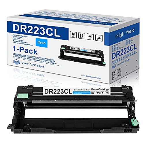 1-Pack Cyan Compatible DR223CL Drum Unit Replacement for Brother DR-223CL Drum Works with Brother MFC-l3770CDW MFC-l3750CDW MFC-l3710CW HL-l3290CDW HL-l3270CDW HL-l3210CDW HL-L3230CDW Printer