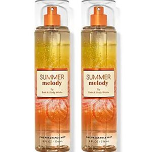 Bath & Body Works Summer Melody Fine Fragrance Body Mist Gift Set 8 oz Pack Lot of 2 (Summer Melody)