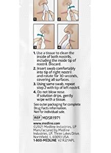 Medline Antiseptic Nasal Swabs, Reduces 99.99% of Bacteria, Presaturated, 62% Ethyl Alcohol, Pleasant Kiwi Scent, Individually Wrapped, 10 Count