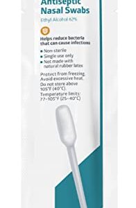 Medline Antiseptic Nasal Swabs, Reduces 99.99% of Bacteria, Presaturated, 62% Ethyl Alcohol, Pleasant Kiwi Scent, Individually Wrapped, 10 Count