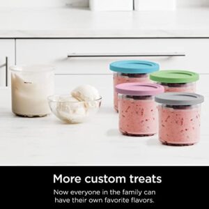 Ninja NC301 CREAMi Ice Cream Maker, for Gelato, Mix-ins, Milkshakes, Sorbet, Smoothie Bowls & More, Silver & Pints 4 Pack, Compatible with NC299AMZ & NC300s Series Creami Ice Cream Makers