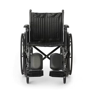 Medline K1 Basic Vinyl Wheelchair with Full-Length Arms and Elevating Leg Rests, 18-Inch Wide Seat