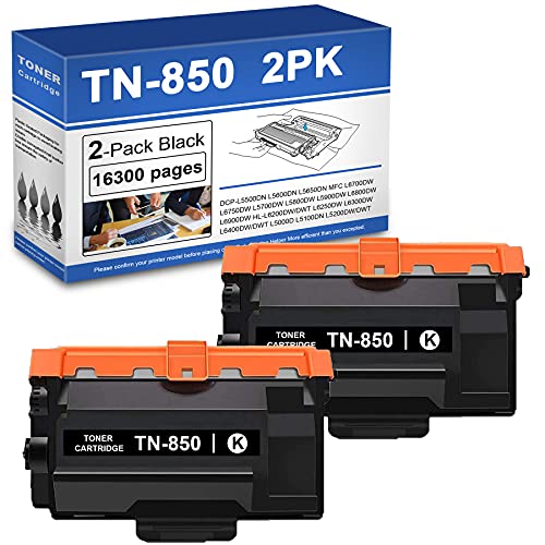 LKKJ 2 Pack TN850 High Yield Black Toner Cartridge Compatible TN-850 Toner Cartridge Replacement for Brother DCP-L5500DN L5600DN L5650DN MFC-L6700DW HL-L6200DW/DWT Printer Toner.