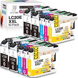 ms deer upgraded compatible lc20e ink cartridges replacement for brother lc20exxl lc 20e xxl work for mfc-j985dw mfc-j985dwxl mfc-j5920dw mfc-j775dw mfc-j775dwxl printers (4bk, 2c, 2m, 2y) 10-pack