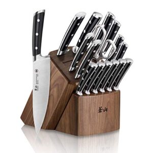 cangshan s series 1024043 german steel forged 17-piece knife block set, walnut