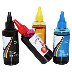 veltec premium universal refill dye ink for epson, canon, hp, lexmark, brother, samsung, dell, kodak and most inkjet printers – 4 colors (3.4 oz each bottle)