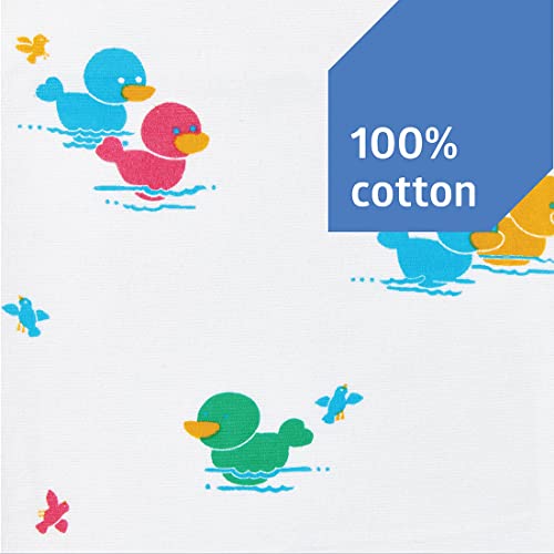 Medline Duck Print Baby Blanket, Classic Design, 100% Cotton, Soft, Cuddly, Swaddling, 30" x 40", 3 Count