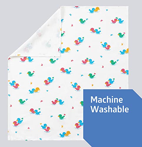 Medline Duck Print Baby Blanket, Classic Design, 100% Cotton, Soft, Cuddly, Swaddling, 30" x 40", 3 Count