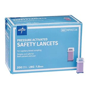 medline safety lancets, pressure activation, 28g x 1.8 mm, 200 count