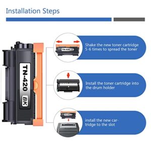 2-Pack TN420 Black TN-420 Toner Cartridge Compatible TN420 Replacement for Brother IntelliFax-2940 DCP-7060D 7065DN MFC-7240 7360N 7460DN 7860DW HL-2240 2240D 2275DW Printer | TN420