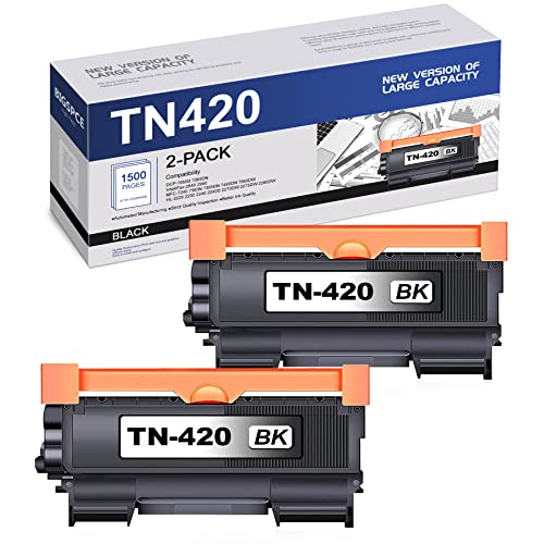 2-Pack TN420 Black TN-420 Toner Cartridge Compatible TN420 Replacement for Brother IntelliFax-2940 DCP-7060D 7065DN MFC-7240 7360N 7460DN 7860DW HL-2240 2240D 2275DW Printer | TN420