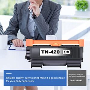 2-Pack TN420 Black TN-420 Toner Cartridge Compatible TN420 Replacement for Brother IntelliFax-2940 DCP-7060D 7065DN MFC-7240 7360N 7460DN 7860DW HL-2240 2240D 2275DW Printer | TN420