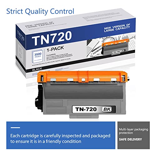 EDH Compatible TN720 TN-720 Toner Cartridge Replacement for Brother High Yield Compatible with DCP-8110DN 8150DN 8510DN MFC-8710DW 8810DW 8910DW 8950DW/DWT HL-5440D 5470DW/DWT Printer (1 Pack,Black)