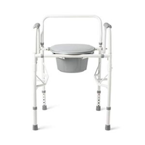 Medline Steel Drop-Arm Commode, 350 lb Weight Capacity