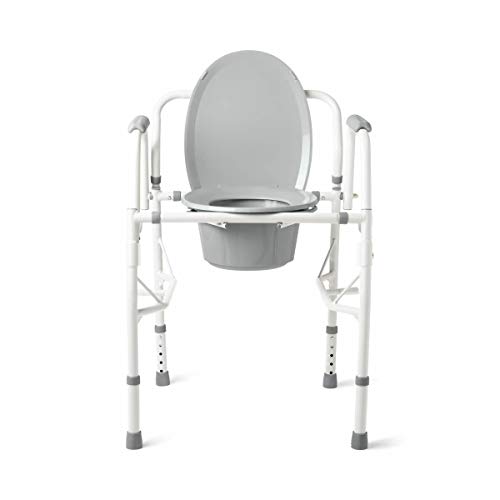 Medline Steel Drop-Arm Commode, 350 lb Weight Capacity