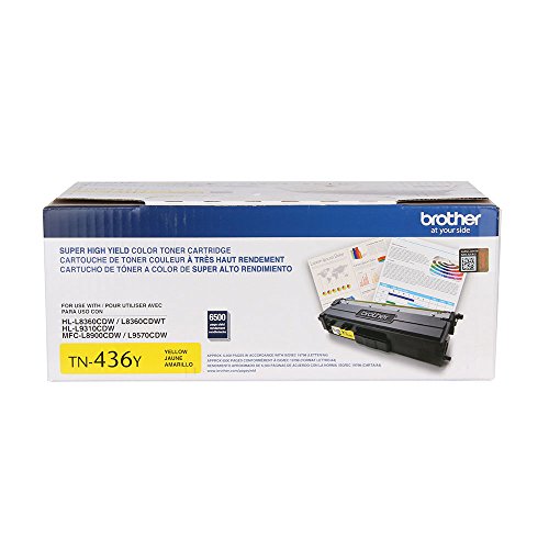 Brother Genuine TN436BK, TN436C, TN436M, TN436Y High Yield Color Laser Black, Cyan, Magenta and Yellow Toner Cartridge Set