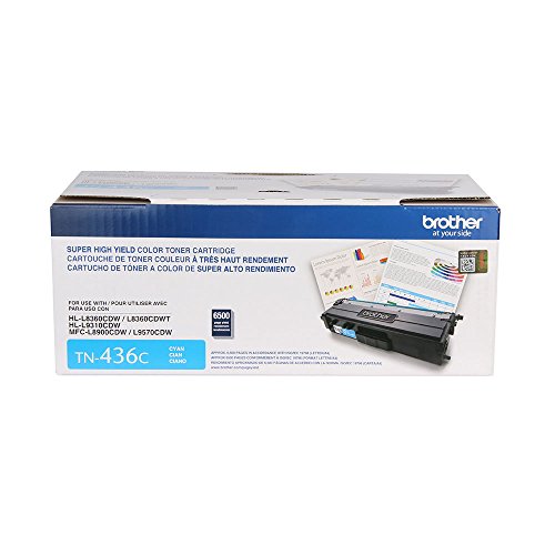 Brother Genuine TN436BK, TN436C, TN436M, TN436Y High Yield Color Laser Black, Cyan, Magenta and Yellow Toner Cartridge Set