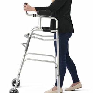 Medline Upright Walker with 5” Dual Wheels, Forearm Walker with Armrests, Height Adjustable, 300lb Weight Capacity