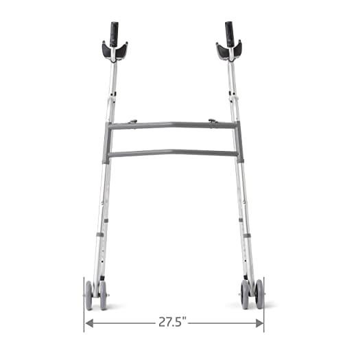 Medline Upright Walker with 5” Dual Wheels, Forearm Walker with Armrests, Height Adjustable, 300lb Weight Capacity