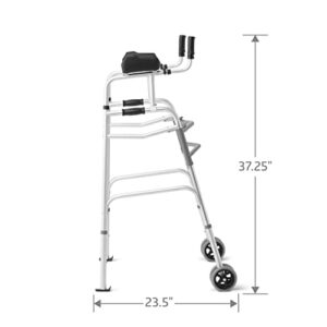 Medline Upright Walker with 5” Dual Wheels, Forearm Walker with Armrests, Height Adjustable, 300lb Weight Capacity