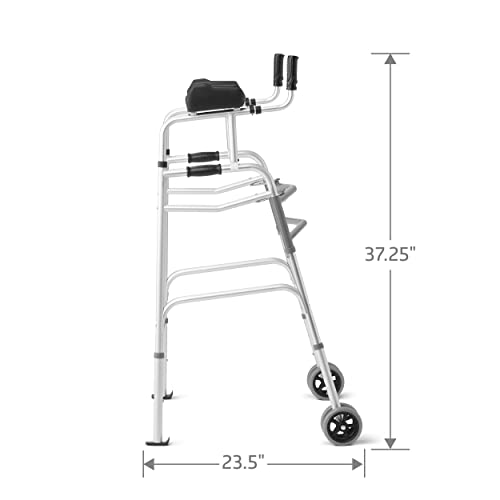 Medline Upright Walker with 5” Dual Wheels, Forearm Walker with Armrests, Height Adjustable, 300lb Weight Capacity