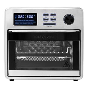 Kalorik MAXX Digital Air Fryer Oven, 16 Quart, 9-in-1 Countertop Toaster Oven and Air Fryer Combo, 21 Smart Presets, 9 Easy-to-Clean Accessories, 1600W, Stainless Steel