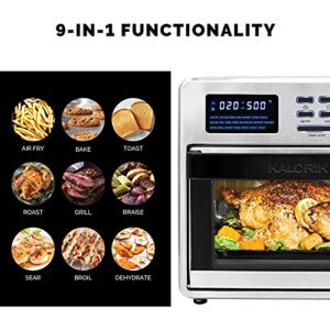 Kalorik MAXX Digital Air Fryer Oven, 16 Quart, 9-in-1 Countertop Toaster Oven and Air Fryer Combo, 21 Smart Presets, 9 Easy-to-Clean Accessories, 1600W, Stainless Steel