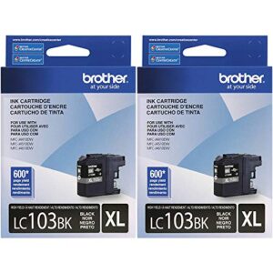 brother printer lc103bk high yield ink cartridge, black (2, black)