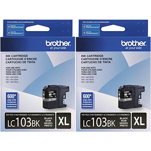 Brother Printer LC103BK High Yield Ink Cartridge, Black (2, Black)