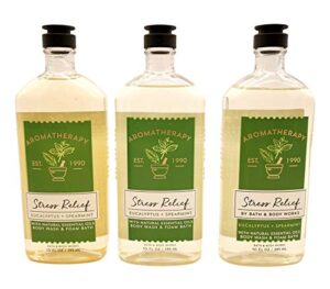 bath & body works aromatherapy eucalyptus spearmint stress relief body wash & foam bath, 10 fl oz per bottle (3 pack)