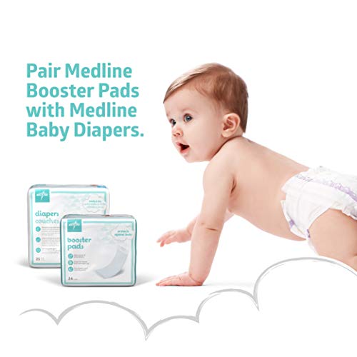 Medline Booster Pads with Adhesive, 192 Count, Baby Diaper Doubler for Overnight Use to Help Eliminate Leaks