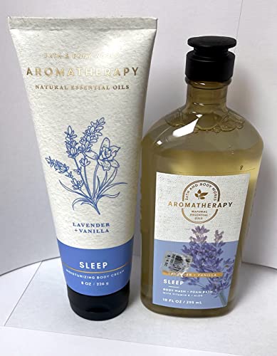 Bath & Body Works - Aromatherapy -Sleep - Lavender Vanilla – Bundle - Body Wash & Foam Bath 10oz. & Body Cream 8 oz