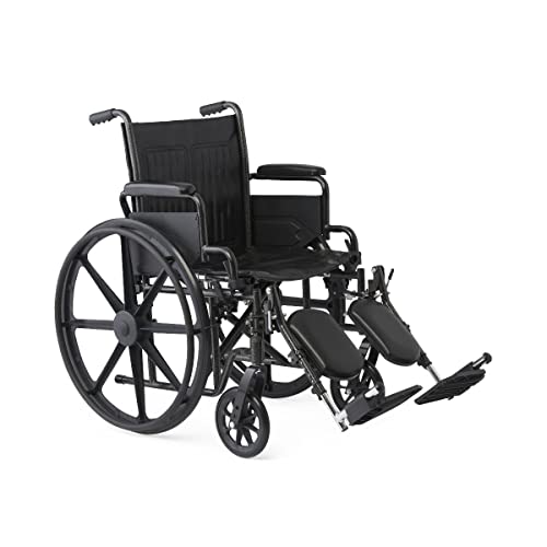 Medline K1 Basic Vinyl Wheelchair with Swing-Back Desk-Length Arms and Elevating Leg Rests, 16-Inch Wide Seat