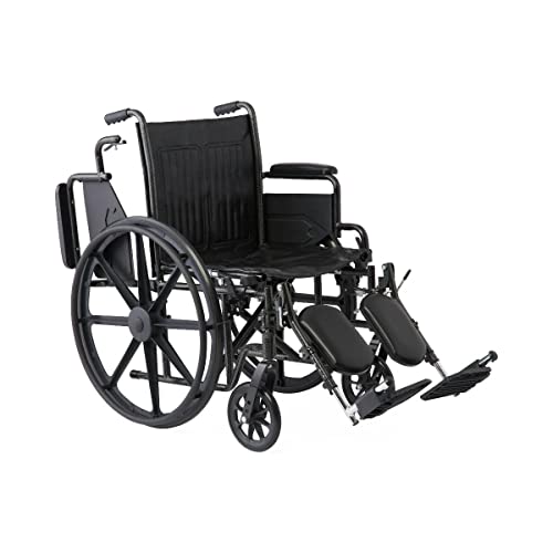 Medline K1 Basic Vinyl Wheelchair with Swing-Back Desk-Length Arms and Elevating Leg Rests, 16-Inch Wide Seat